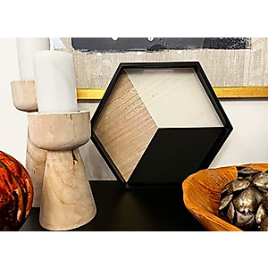 Montecito Home - Hexagon Modern Farmhouse Coffee Table Tray -Ottoman Tray - Breakfast, Drinks, Liquor Serving Tray - from Farmhouse to Modern (Pitch Black)