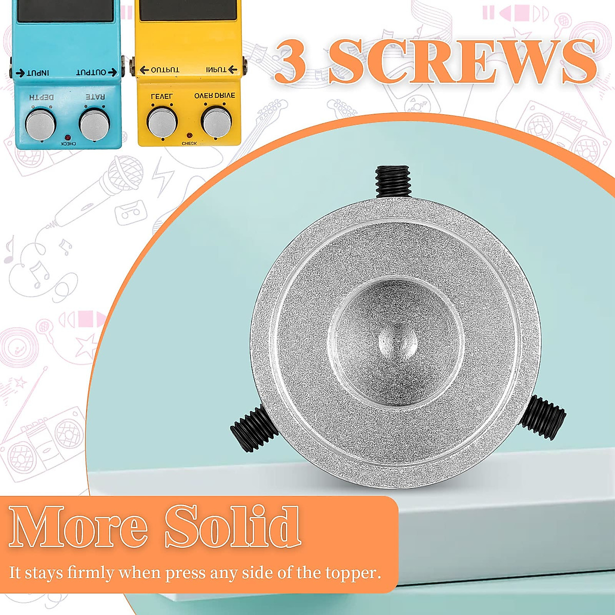 Pedal Footswitch Topper Metal Barefoot Pedal Buttons with 3 Screws and Rubber Insert Fit Tightly on Common Pedal Switches(3/8"10mm) Increase Accuracy and Comfort Silver, 18 Pack