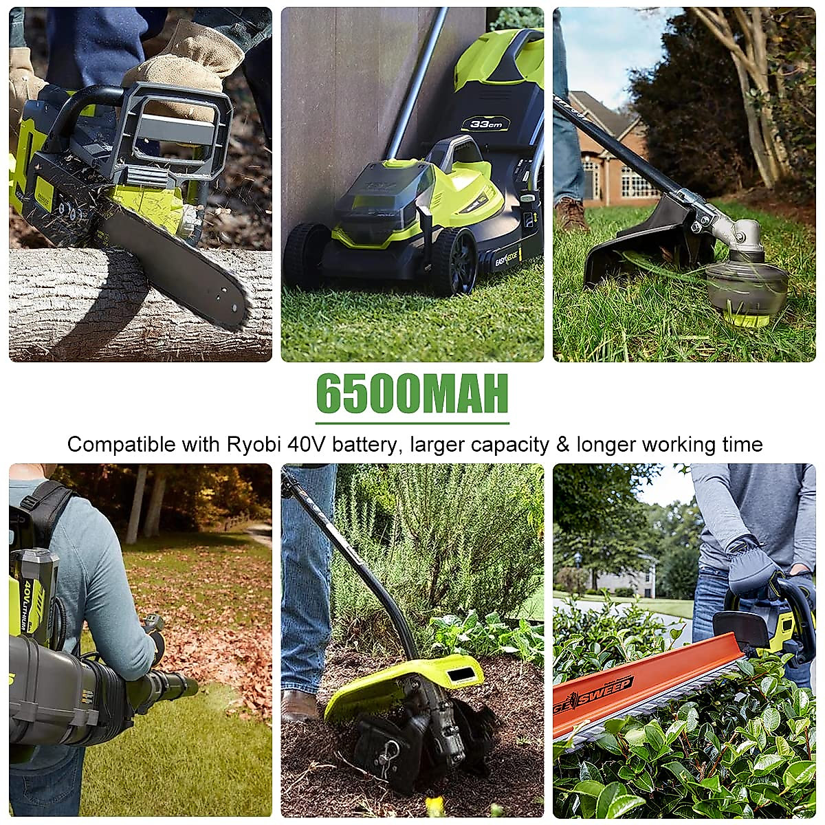 Bakipante 2Pack 40V 6.5Ah Battery Replacement for Ryobi 40V Lithium Battery OP4040 OP4050A OP4060 OP4015 OP4026 OP4030 Compatible with Ryobi 40 Volt Cordless Power Tools