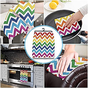 Big buy store Rainbow Color Chevron Zig Zag Pattern Kitchen Dish Towels, Soft Lightweight Microfiber Absorbent Hand Towel Tea Towel for Kitchen Bathroom 18x28in