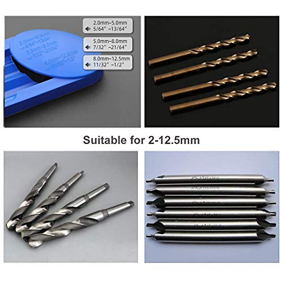 Drill Bit Sharpener Portable Diamond Drill Bit Sharpening Tool for Grinding Iron Drills Width Range 2-12.5mm（2 Pack)