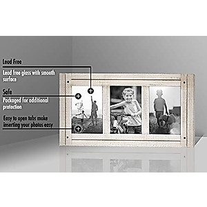 Americanflat 4x6 Triple Picture Frame in Aspen White - Distressed Wood Decorative Family Picture Frame with Polished Glass, Includes Hanging Hardware for Wall, and Easel for Tabletop Display