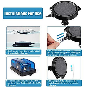 Mudder 4 Pieces Round Air Stone Disc Hydroponics Pump Bubble Diffuser Release Tool for Aquarium with 12 Pieces Suction Cups Fish Tank Aerator Air Stone Kit