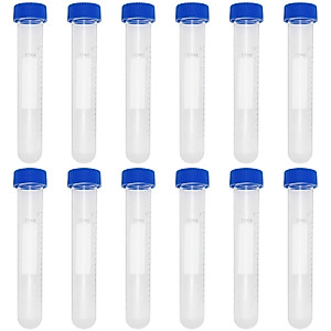 AYLIFU 12 Pieces 10ml Centrifugal Test Tube with Blue Screw Cover and Scale, Laboratory Screw Round-Bottom Plastic Centrifugal Tube, Suitable for Laboratory School Education