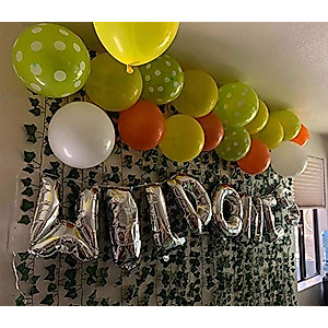 84FT Artificial Vines with Leaves Fake Ivy Foliage Flowers Hanging Garland 12PCS Individual Strands Plus 12PCS Faux Monstera Tropical Palm Leaves,Home Party Wall Garden Wedding Decors Indoor Outdoor