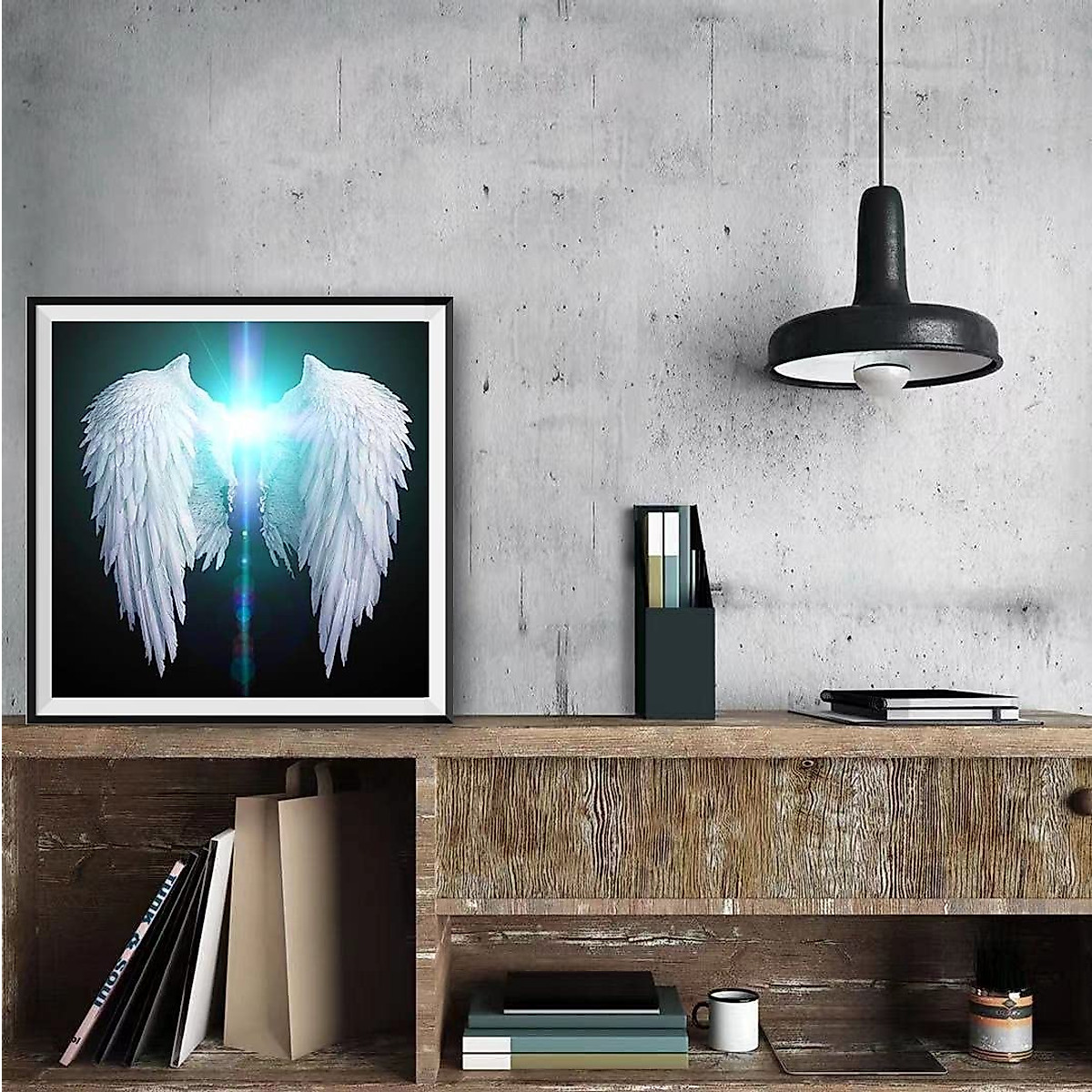 NIHO-JIUMA Feather Wings Diamond Painting Kit, 5D Full Diamond Art Gift for Adult, Home Decoration (30x30cm/12x12 inches)