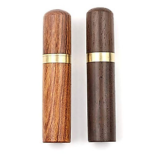 2PCS Hand Sewing Needles Storage Tube,Sandalwood Needle Embroidery Mending Housing Case Holder Storage Tools Durable Practical DIY Wooden Box Leather Knitting Craft Tools Brown and Dark Brown.