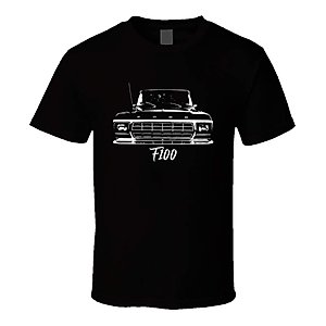 CarGeekTees 1978 F100 Pickup Truck Grill View with Model Name Black T Shirt M Black