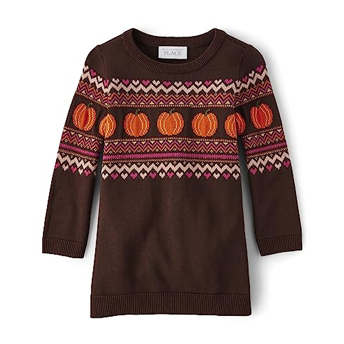The Children's Place Baby Girls' and Toddler Pumpkin, Fall Sweater Dress, DK Hazelnut