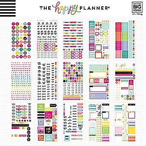 me & my BIG ideas Sticker Value Pack for Mini Planner - The Happy Planner Scrapbooking Supplies - Planner Basics Theme - Multi-Color & Gold Foil - For Projects & Albums - 30 Sheets, 1768 Stickers