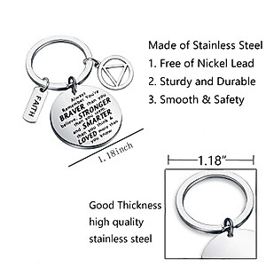 AA Keychain Sobriety Gifts Addiction Recovery Gifts Alcoholics Anonymous Gifts You are Braver Stronger Smarter Than You Think New Beginnings Gift (keychain)