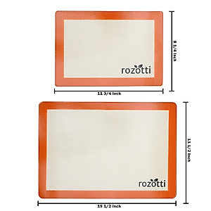 ERNITERTY Rozotti Silicone Baking Mat Bundle (6-Piece Set) 2 Half Sheets Silicone Baking Mat and 2 Quarter Sheets Silicone Baking Mat, Silicone Baking Brush, Silicone Baking Spatula, Orange