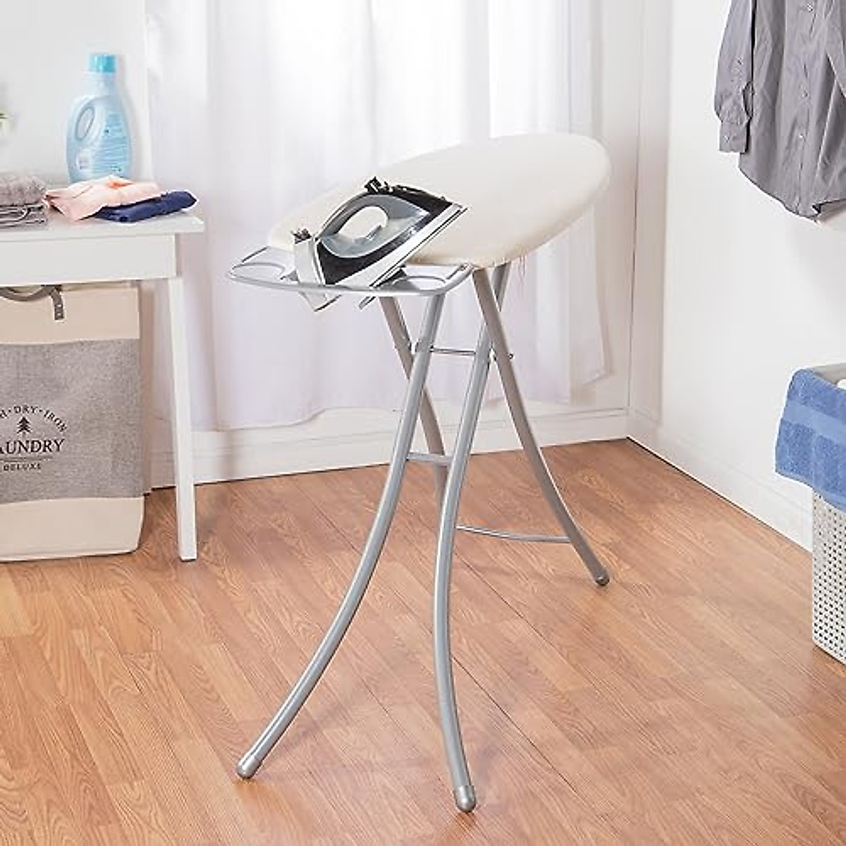 Ironing Board Full Size Made in The USA by Seymour Home Products (Khaki) Extra Wide 18” Iron Board Set Includes Iron Rest, Cover & Pad | All-Steel Frame with 4 Heavy Duty Legs for Extra Support