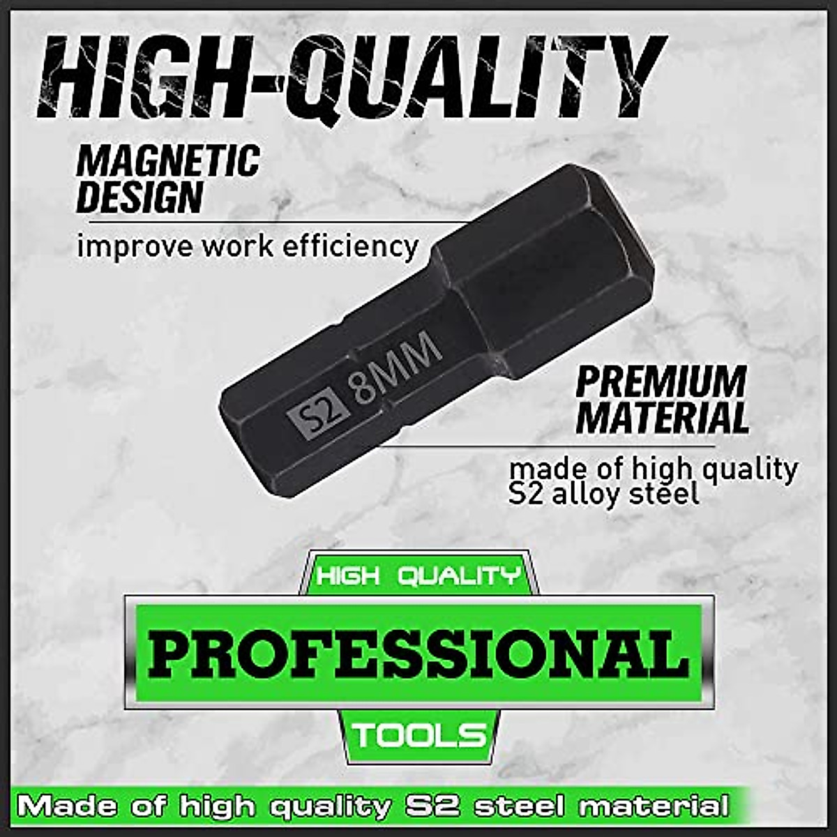 SWANLAKE 26-Piece Hex Head Allen Wrench Drill Bit Set, 1/4Hex Shank Quick Change Bit Holder, Metric and SAE S2 Steel Hex Bits Set