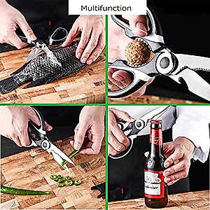 Kitchen Scissors - dishwasher safe Stainless Steel Poultry Shears, Multi-function Cooking Scissors Heavy Duty