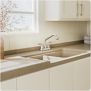 Phiestina Centerset 4-Inch 2 or 3 Hole Chrome Utility Sink/Laundry Faucet, with Rotatable Swivel 360° Spout and Threaded End, with Water Supply Line, BF025-7-C