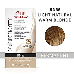WELLA colorcharm Permanent Liquid Hair Color for Gray Coverage, 008NW Light Natural Warm Blonde
