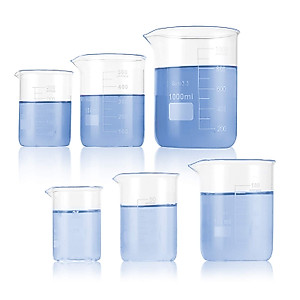 Yarlung 6 Pack Glass Beakers Set, Graduated Measuring Beakers Thick Boro 3.3, Griffin Low Form 25/50/100/250/500/1000ml
