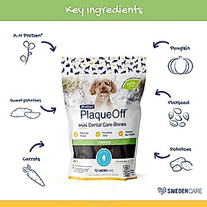 ProDen PlaqueOff Sytem Mini Dental Care Bones for Dogs - Vegetable 12 oz, Green, 340G