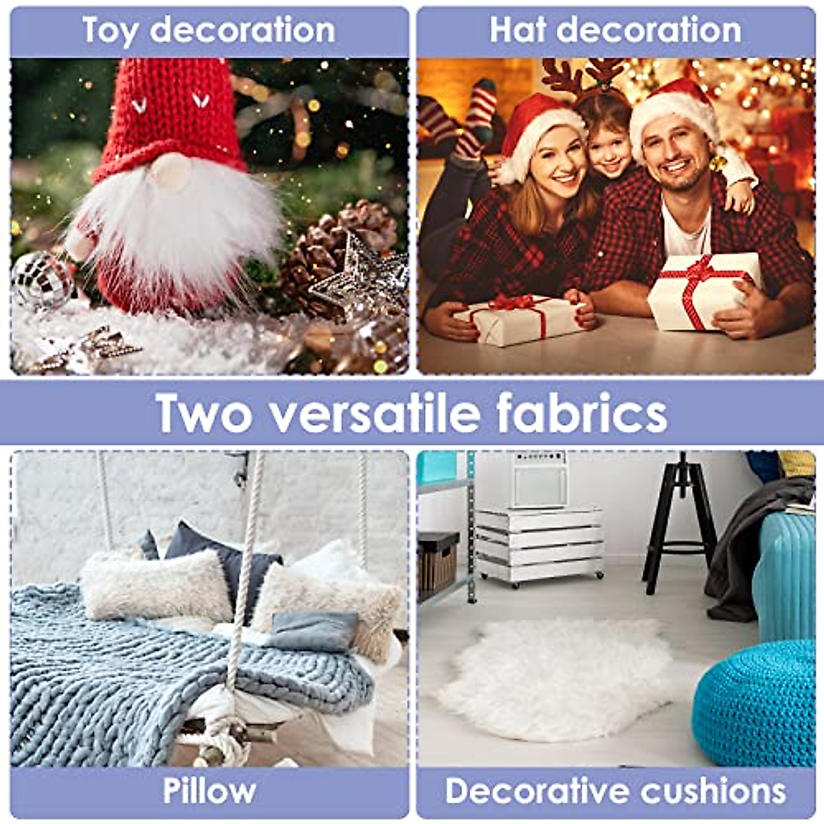 Lusofie Faux Fur Fabric 20×20 Inches White Fur Fabric Plush White Faux Fur Fabric Square Patch for Crafts Gnomes Costume Camera Floor Decoration Mats