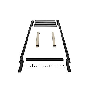 Amazon Basics Industrial Metal Bed Frame with Headboard and Wood Slats, 14 Inches High, Twin, Black