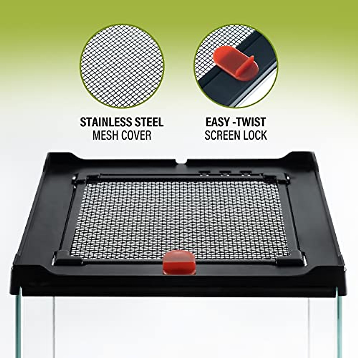 Reptile Tall Glass Terrarium, Vertical Tank Starter Kit, 8x8x12in Mini Front Open Door Cage, Full View Screen Habitat Ventilation Enclosure for Small Chameleon Snake Lizard Amphibians Geckos Frogs