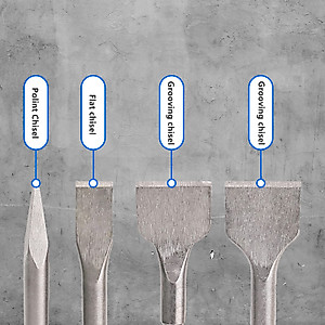 Vearter SDS Plus Shank Electric Hammer Masonry Point Groove Flat Chisel Drill Bit for Tile Cement Concrete Brick Stone…