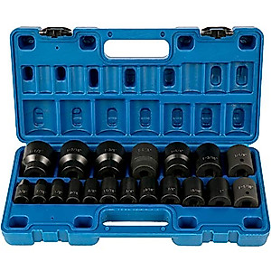 VEVOR Impact Drive Socket Set 1/2 Inches 19 Piece Impact Sockets SAE, Standard Socket Assortment, (3/8 Inches to 1-1/2 Inches) 6-point Hex Sockets