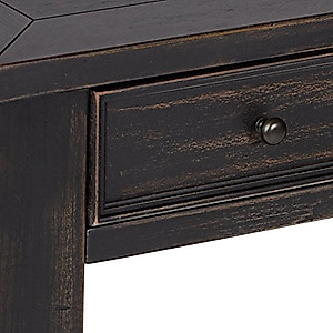 Signature Design by Ashley Gavelston Rustic Sofa Table with 4 Drawers and Lower Shelf, Weathered Black