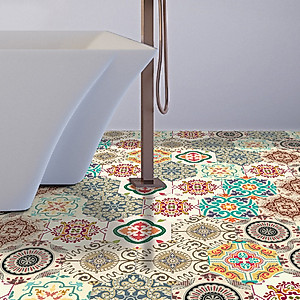 Alwayspon 10 Pcs Hexagon Non-Slip Floor Sticker for Home Decor, Peel and Stick Self-Adhesive Wall Sticker for Living Room Kitchen Bathroom, 7.9x9.1inch