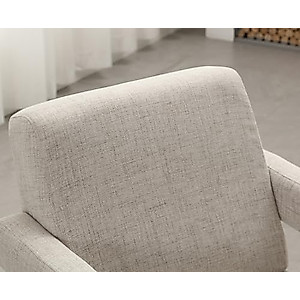 Kmax Modern Accent Chair Linen Fabric Leisure Chair Comfy Single Sofa Reading Chair with Hollow Arms for Living Room, Bedroom, Apartment, Club, Beige