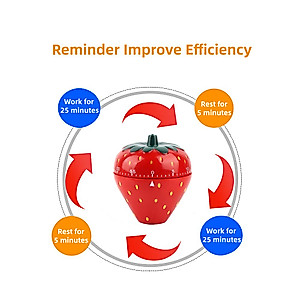 Kitchen Timer, Strawberry Shaped 60 Minutes Kitchen Timer Mechanical Time Reminder Timer Wake Up Kitchen Accessorie for Cooking