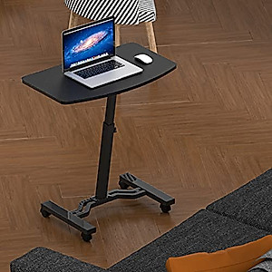 SHW Height Adjustable Mobile Laptop Stand Desk Rolling Cart, Height Adjustable from 28'' to 33'', Black