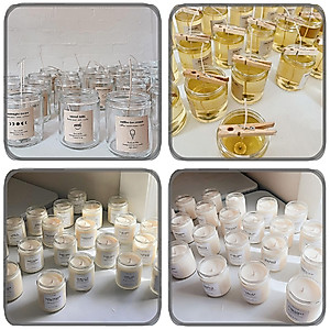 Homerove 8oz Clear Round Glass Jars with Black Lids, Empty Cosmetic Containers for Beauty Products(Set of 12 Pack and Attached with Labels and Spoons)