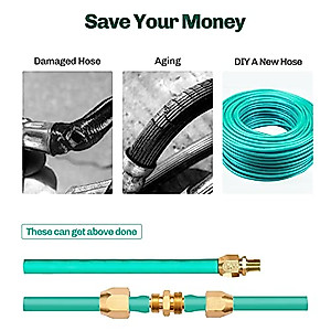 Pronese 2 Pack Soild Brass HPT Air Reusable Hose Splicer Repair Kit,Air Hose Fitting for 3/8-Inch ID Hose