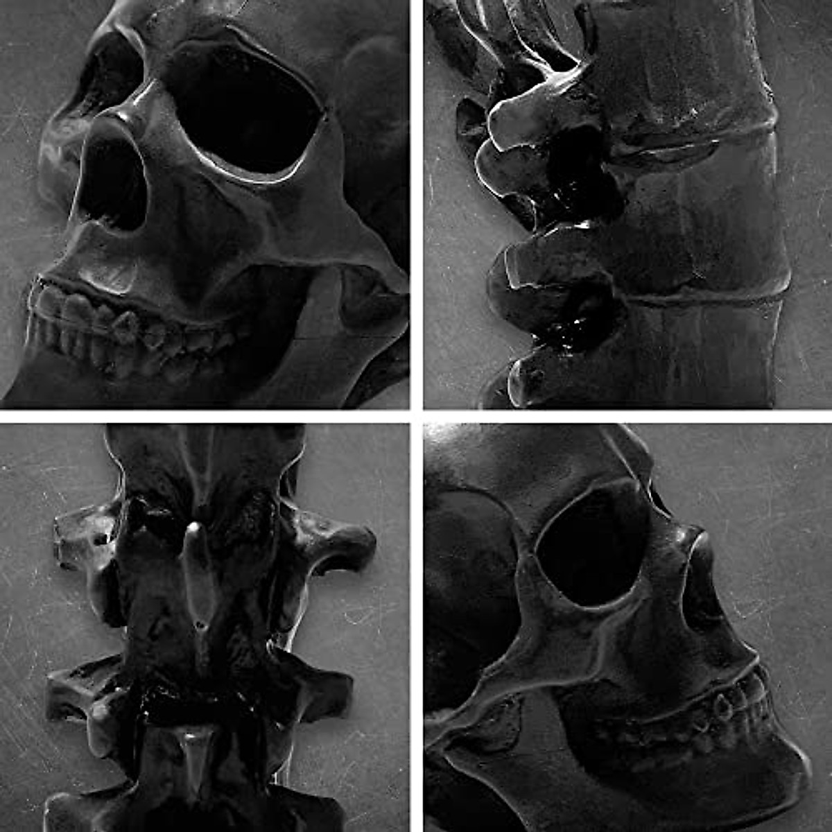 ASTROCUS Gothic Candle Set - Black Skull Candle - Spine Candle - Gothic Halloween Decor Interior - Black Gothic Candle - Horror Decor - Spooky Bathroom Decor - Black Candle