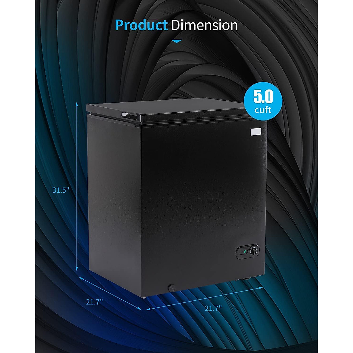 Muhub 5.0 Cu.Ft Chest Freezer,Deep Freezer with Removable Basket,Compact Freezer with Top Open Door, Adjustable Temperature, Low noise，Suitable for Kitchen Dorm Garage and Shed，Black