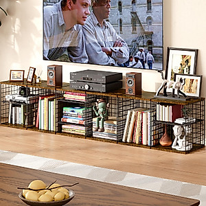 Honkazita 2 Wooden Storage Cubes,Adjustable Stackable Wooden Book Rack for Living Room, Bedroom DIY Variable Small Book Shelfs