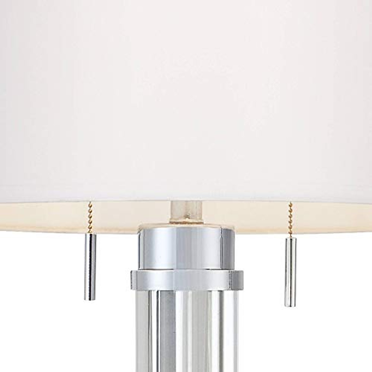 Possini Euro Design Cadence Modern Glam Style Floor Lamp Art Deco 62" Tall Brushed Nickel Crystal Glass Standing Column Linen Fabric Drum Shade for Living Room Reading House Bedroom