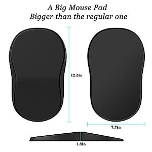 HUEILM Ergonomic Mouse Pad Wrist Support,Pain Relief Mouse Pads with Wrist Rest,Entire Memory Foam Mouse Pad with Non-Slip PU Base,Comfortable Mousepad Perfect for Office & Home（Black）