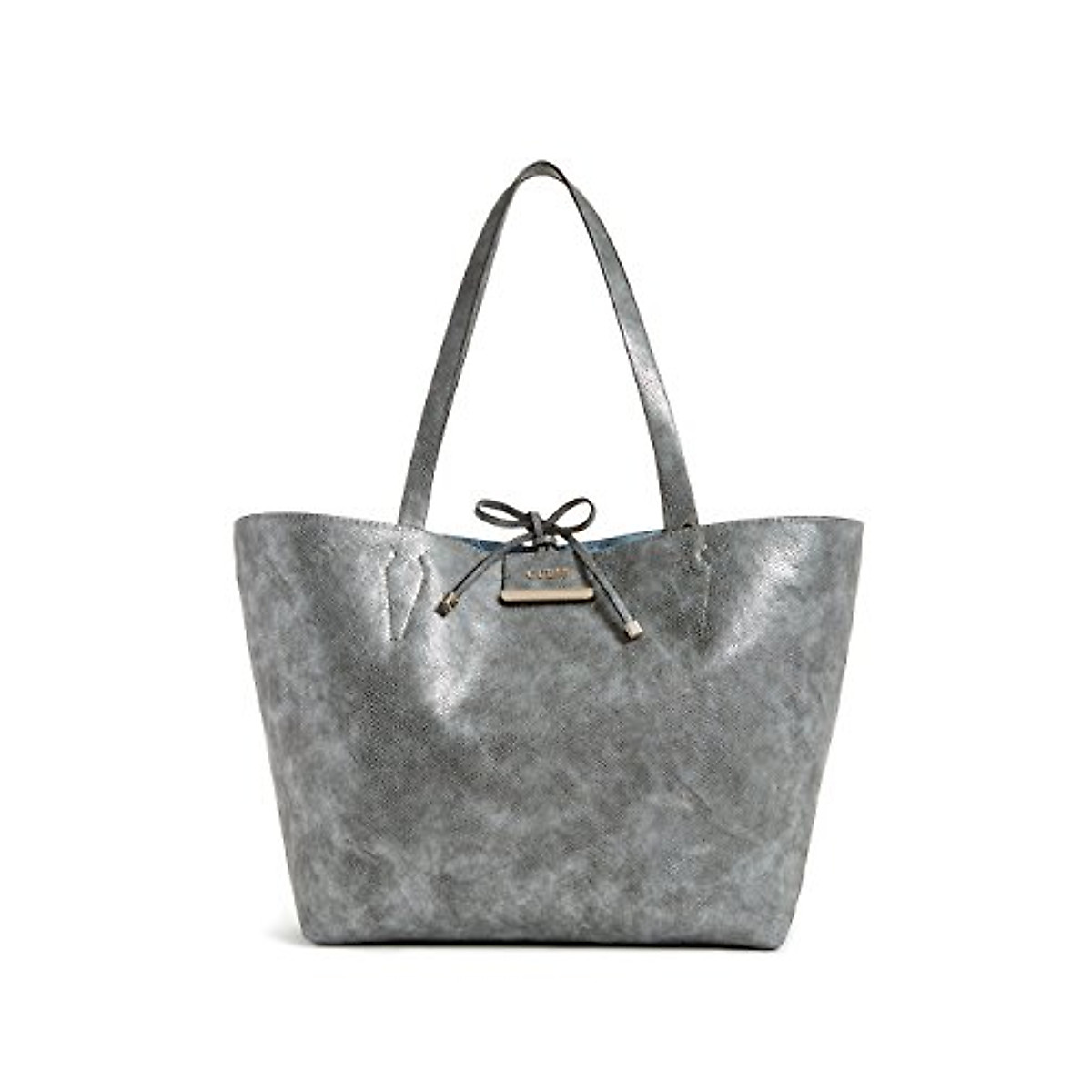 GUESS Bobbi Inside Out Tote Denim Logo/Pewter One Size
