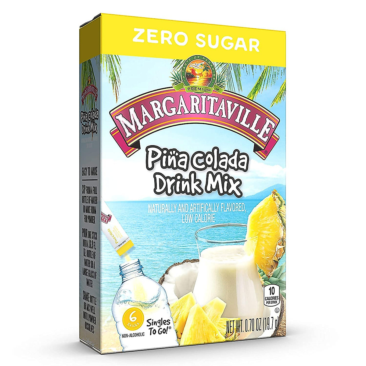 Margaritaville Singles To Go Drink Mix, Non-Alcoholic Powder Sticks (Pina Colada)