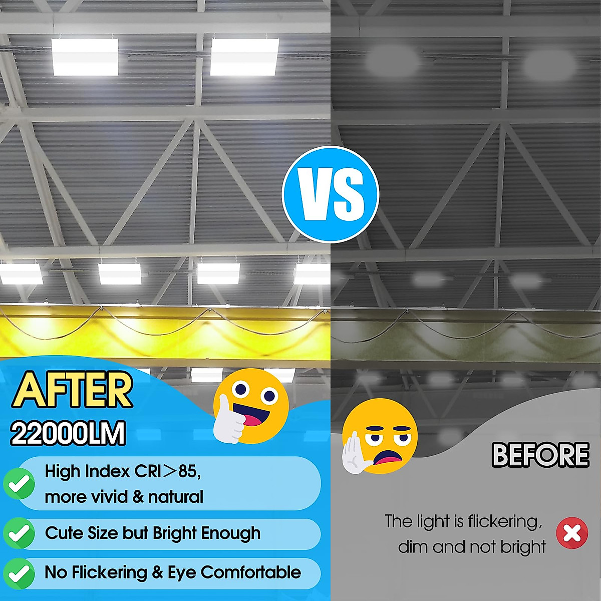 Yolovis 2 Pack 1.2FT LED High Bay Shop Light, 160W Linear Mini Shop Light, Super Bright 22000LM 138LM/W, 120-277V, 0-10V Dimmable, 5000K Daylight Hanging Light for Garage Workshop Warehouse