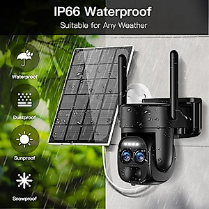 Uniter 4K Solar Security Cameras Wireless Outdoor, 2.4g & 5g WiFi PTZ Camera Battery Powered, 360°View Home Security Systems with Color Night Vision, Spotlight Siren, PIR Sensor, IP66