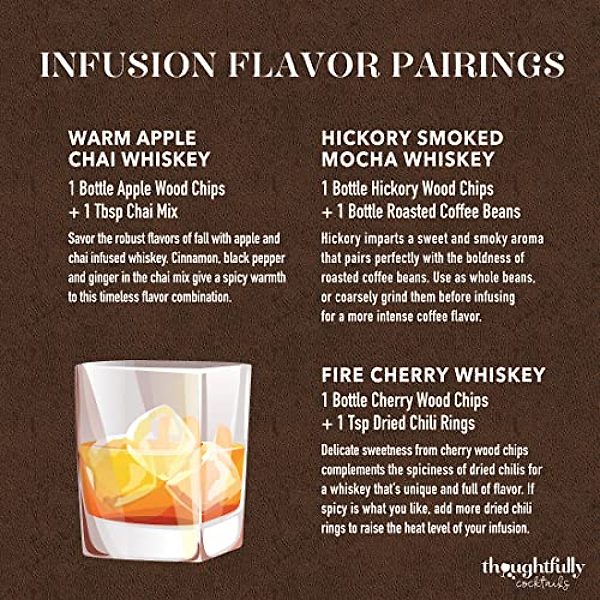 Thoughtfully Cocktails, Whiskey Infusion Case Gift Set, Includes Whiskey Decanter, Jigger, Bar Spoon, Flavored Wood Chips, and More, Whiskey Infusion Kit in a Gift Briefcase (Contains NO Alcohol)