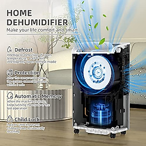 AIRPLUS 4,500 Sq.Ft 70 Pint Dehumidifiers for Basement and Home-Dehumidifier with Drain Hose,Efficient,Energy-with Dual Protection and 4 Smart Modes,24H Timer,Defrost,for Bedroom,bathroom,Large Room