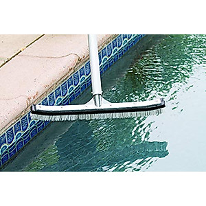 Poolmaster 20173 18-Inch Swimming Pool Brush With Aluminum-Back and Combo Bristles, Premier Collection