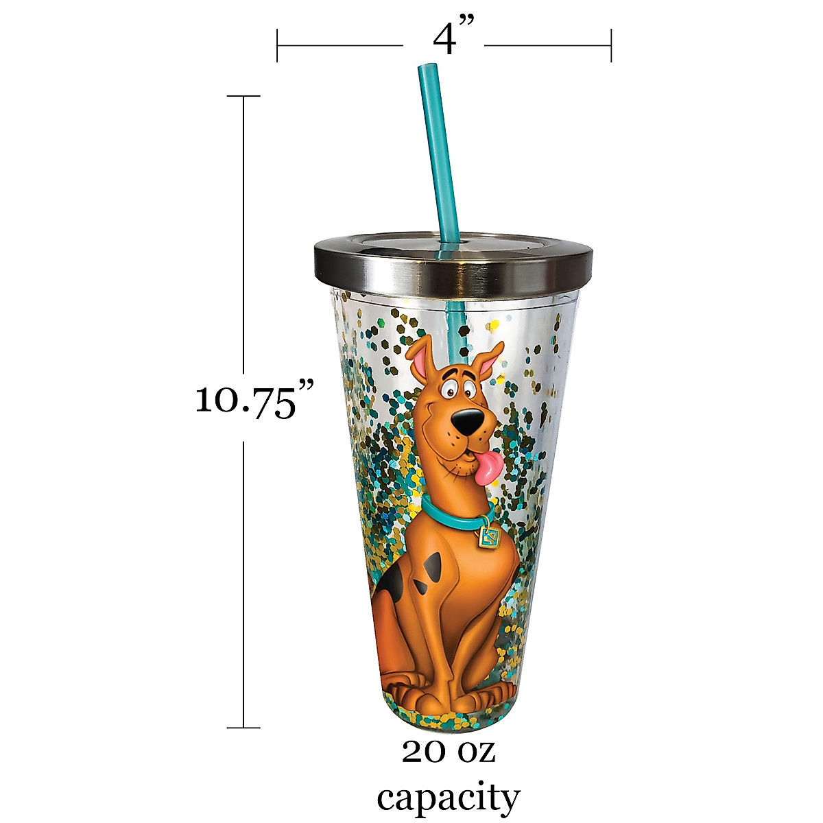 Spoontiques Scooby Doo Glitter Cup w/Straw