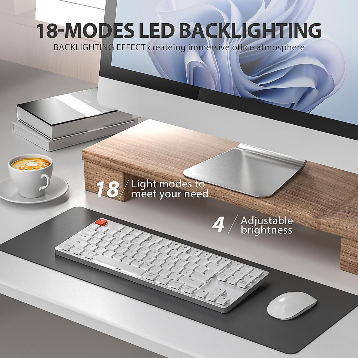 Low Profile Mechanical Keyboard for Mac, 87 Keys Brown Switch White Backlit Apple Keyboard Type-C Wired, Ultra-Slim Quiet Gaming Computer Keyboard for MacBook Pro/Air, iMac, Mac Mini