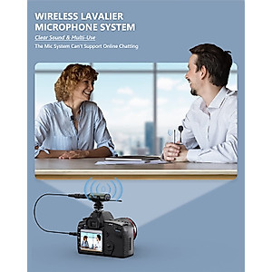 Wireless Microphone System Dual Transmitters Receiver Lavalier/Headset Mic Set Rechargeable Bodypack for PA Speaker, Camera, Video Recording, Teaching, Church, Interview